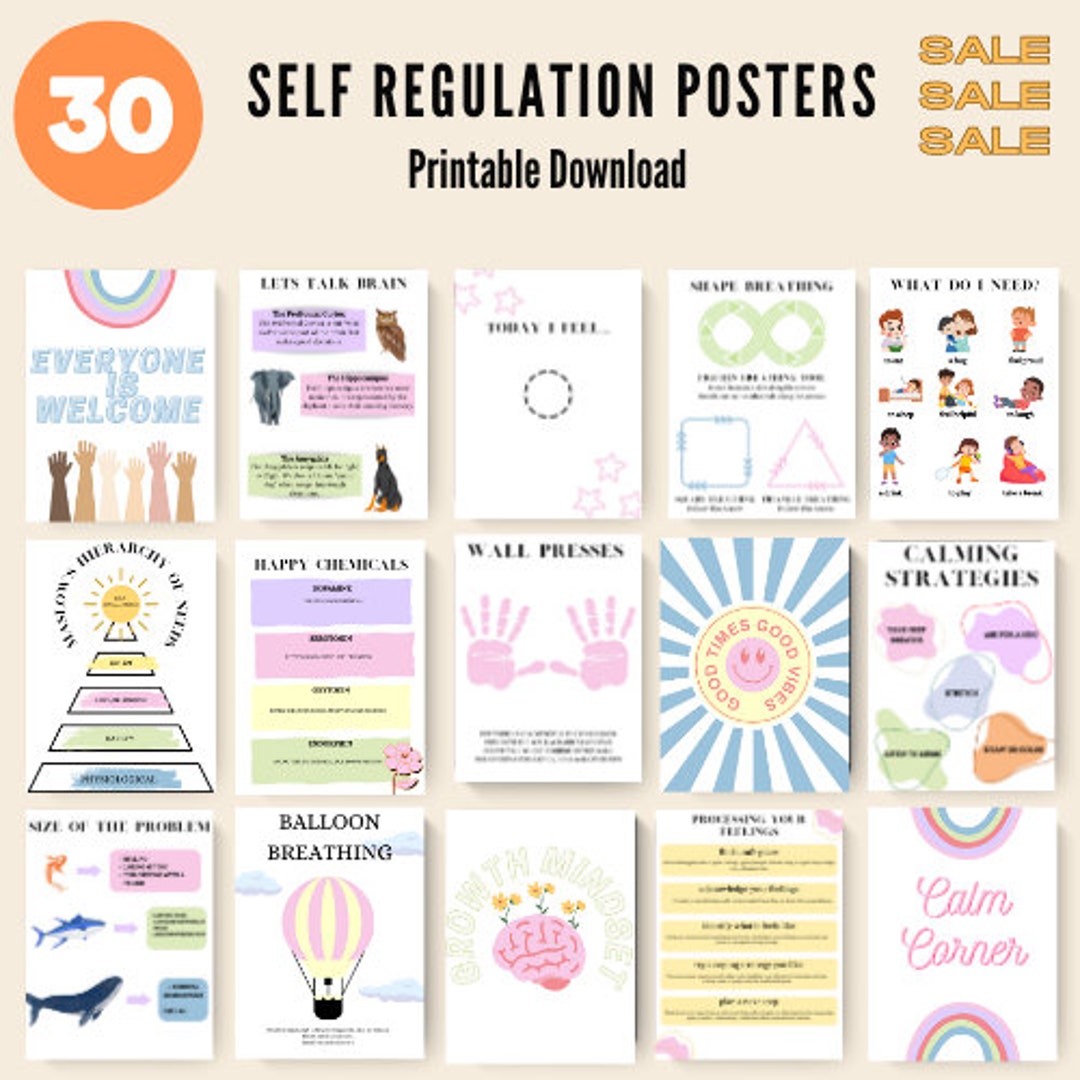 30 Printable Self Regulation Posters, Calm Corner Prints, Emotional ...
