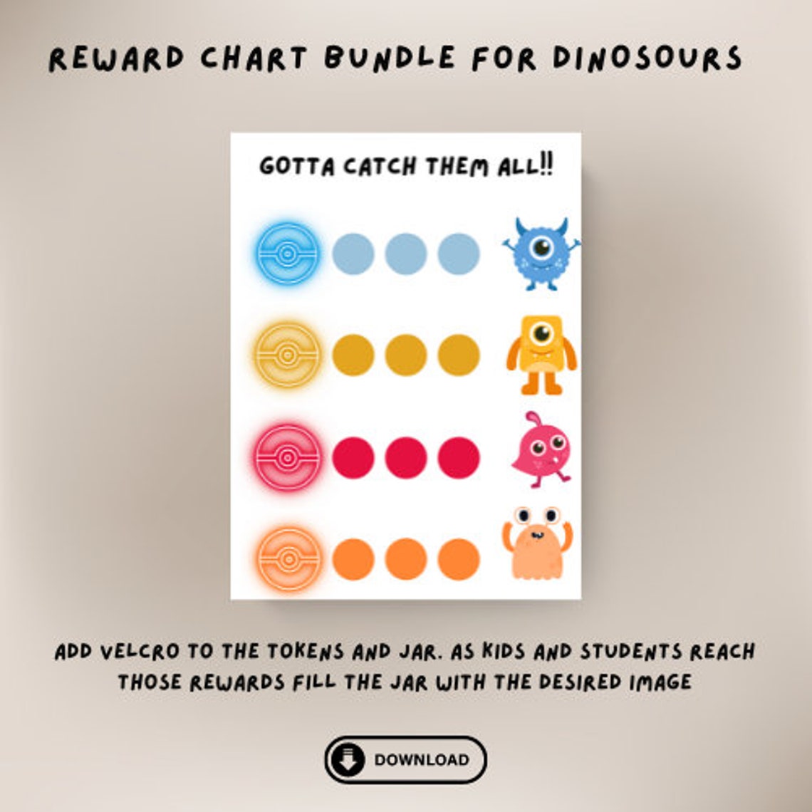 Printable Kids Sticker Chart Monster Theme Reward System and Behavior ...