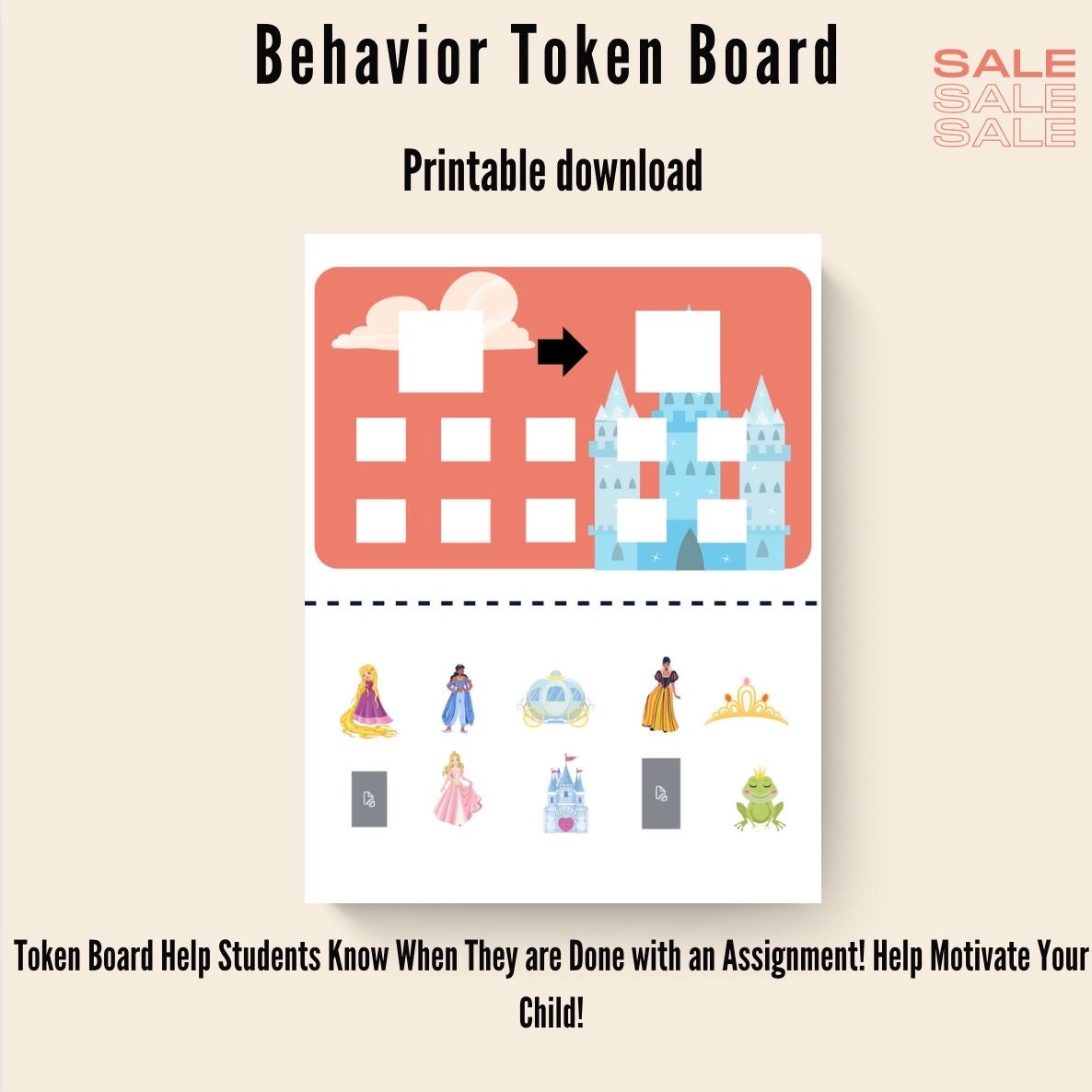 Printable Princess Token Board With Reinforcement Visuals, Have Fun ...