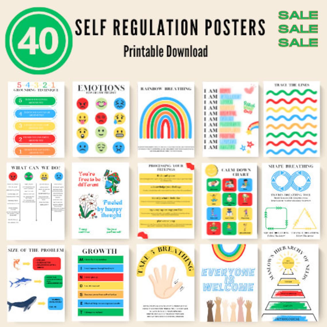 40 Printable Calm Down Corner Posters Sign Kit Calming Decor Print ...