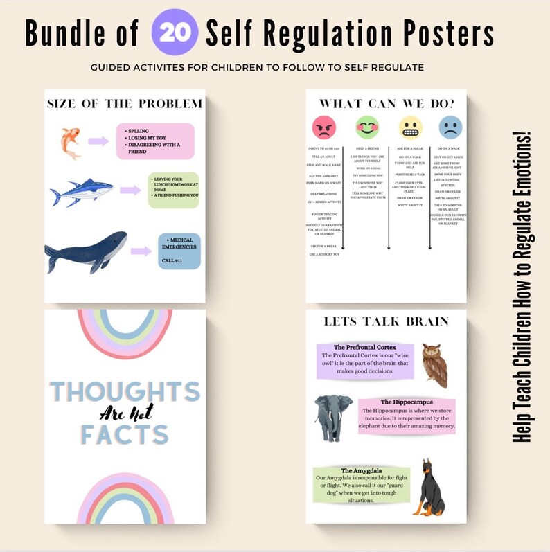 20 Printable Self Regulation Posters, Calming Corner Print, Emotional ...