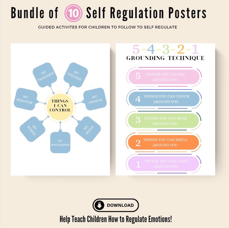 10 Printable Self Regulation Posters, Calming Corner Tools, Emotional ...
