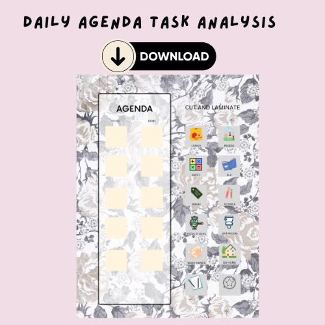 Floral Daily Agenda for Kids | Printable Downloadable Kids Planner ...