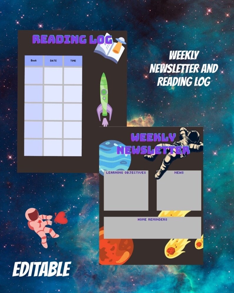 Weekly Newsletter and Reading Log Editable space Theme MADE IN CANVA - Etsy