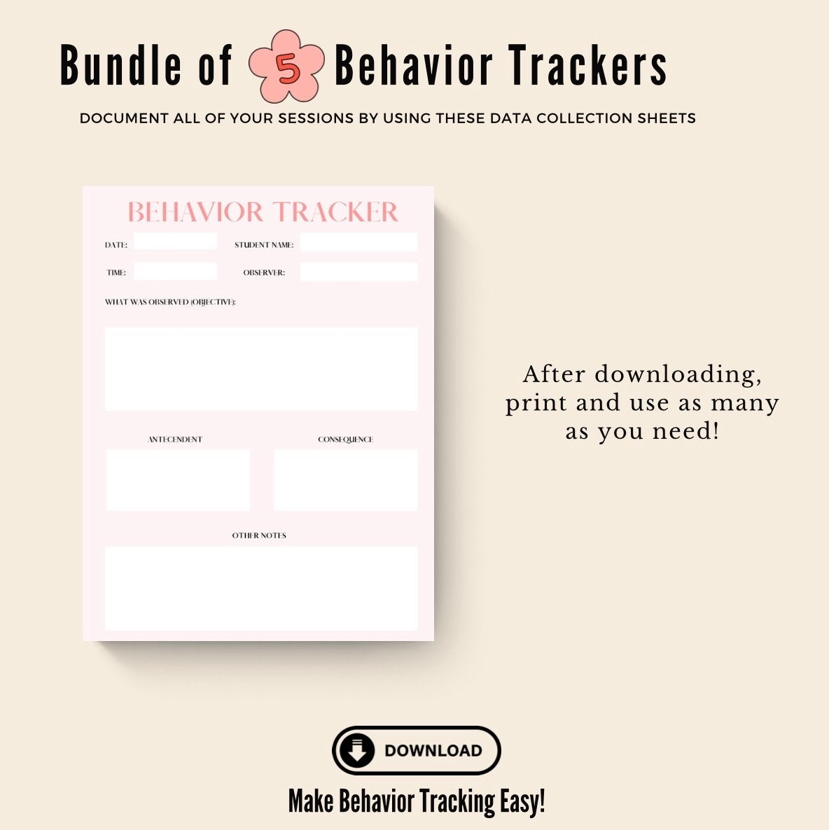 Printable Behavior Tracking for Kids, Bundle Planner, Communication ...