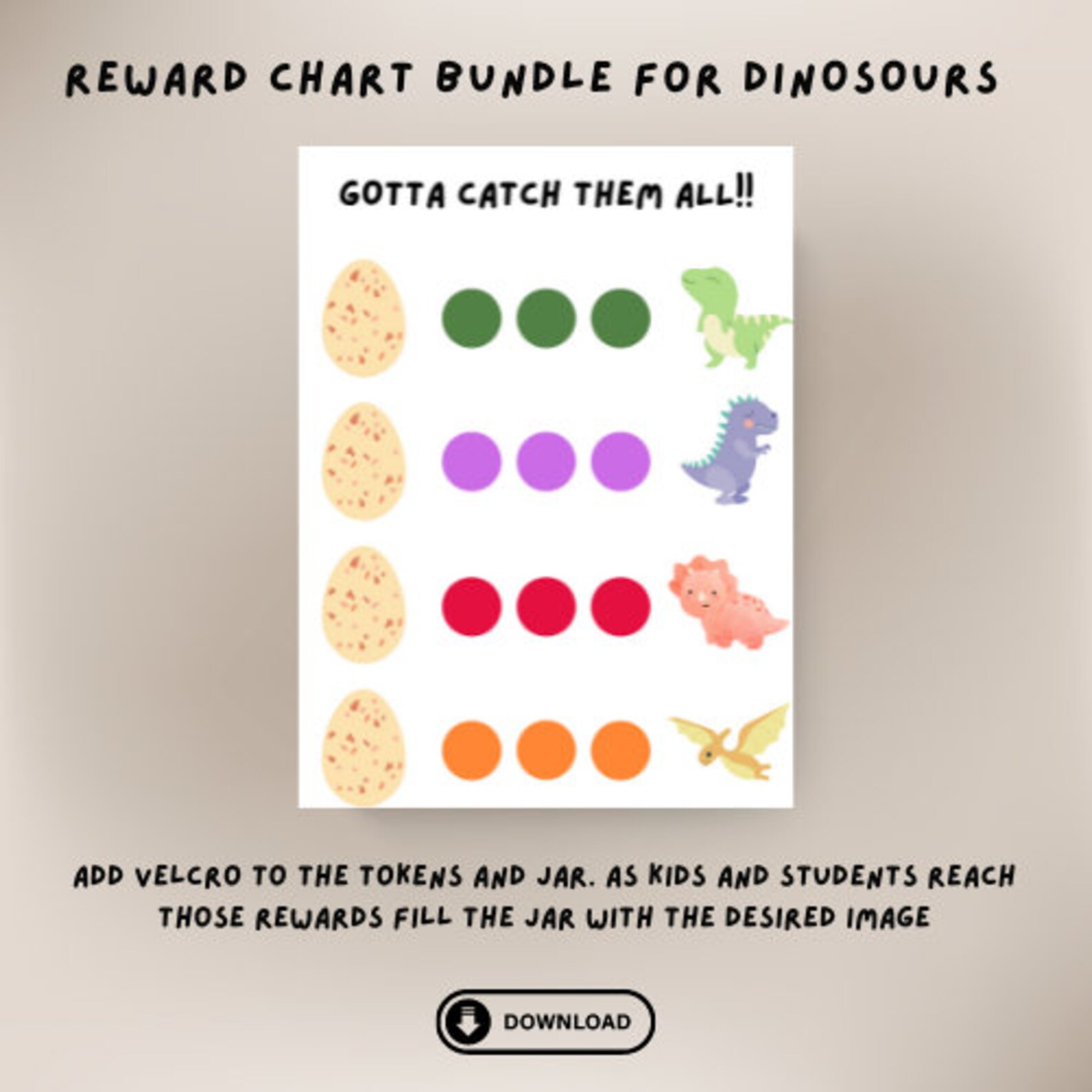Printable Kids Sticker Chart Dinosaur Theme Reward System and Behavior ...