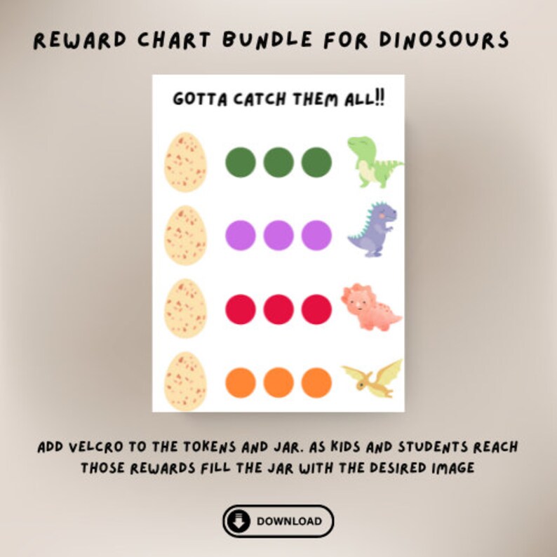 Printable Kids Sticker Chart Dinosaur Theme Reward System and Behavior ...