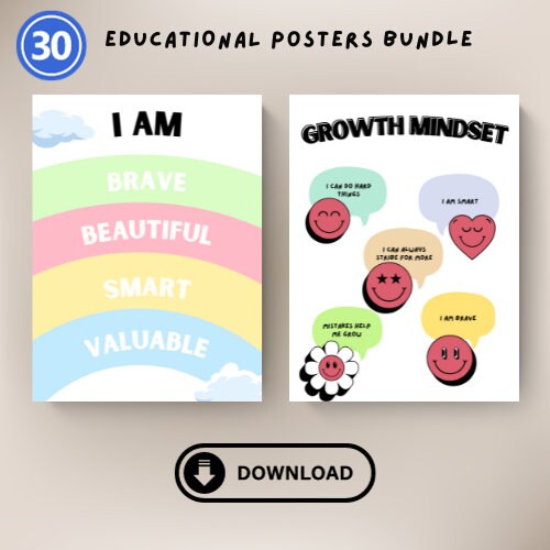 30 Educational Posters Set Playroom Rules Sign Kindergarten - Etsy