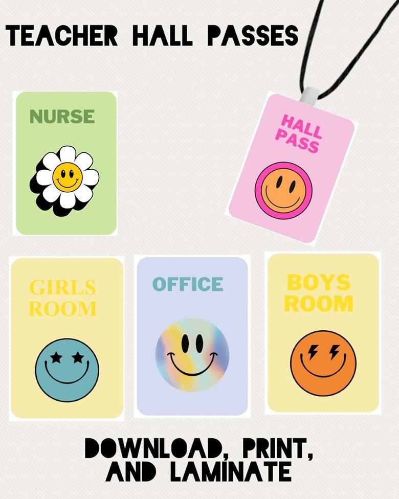 Hall Passes for Classroom Teachers to Use for Students, Happy Passes ...