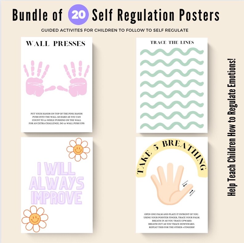 20 Printable Self Regulation Posters, Calming Corner Print, Emotional ...