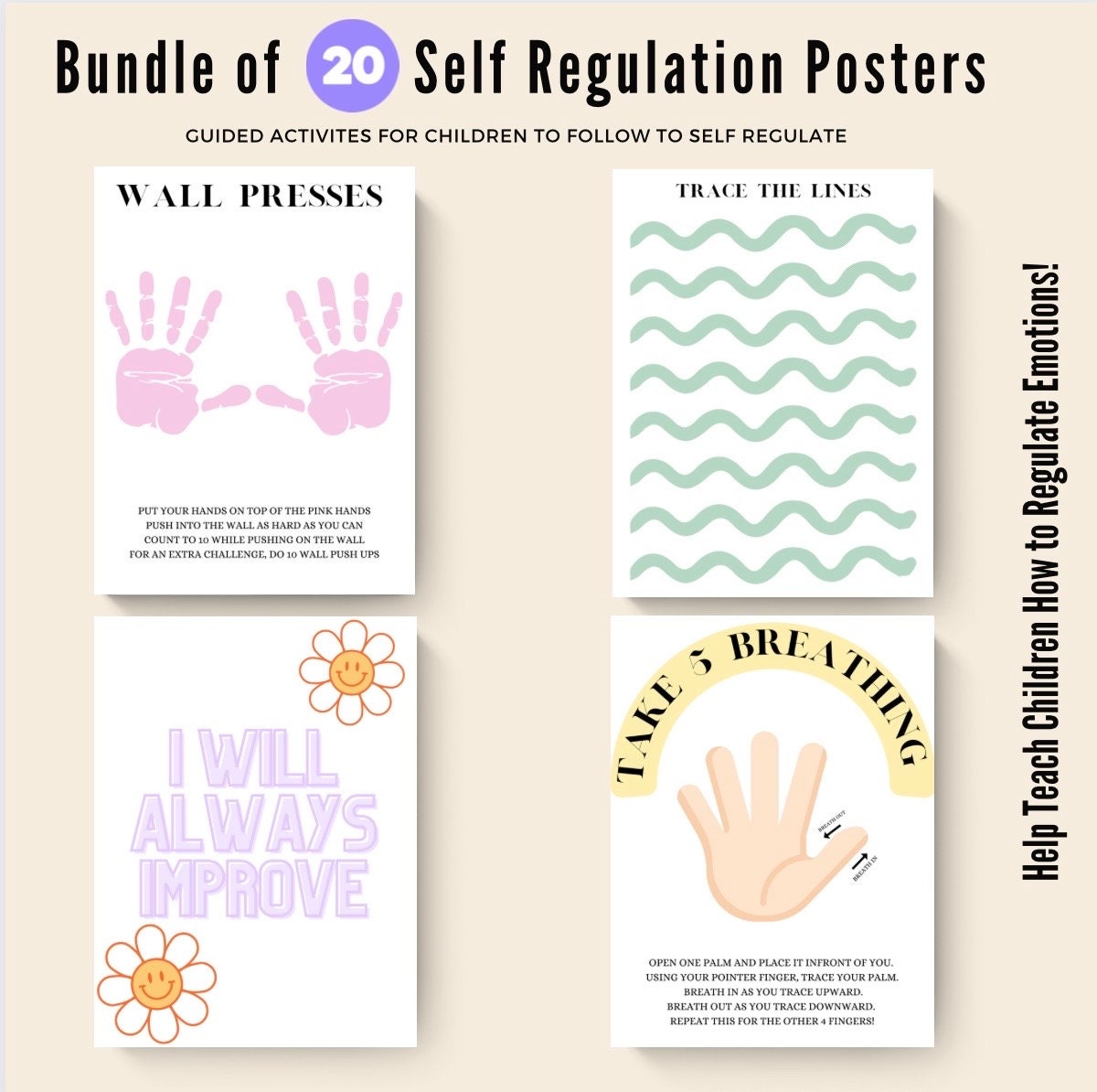20 Printable Self Regulation Posters, Calming Corner Print, Emotional ...