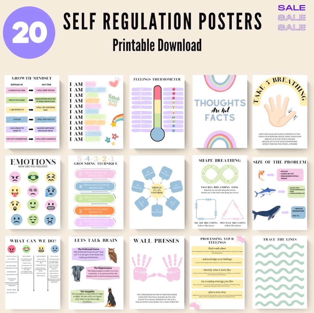 20 Printable Self Regulation Posters, Calming Corner Print, Emotional ...
