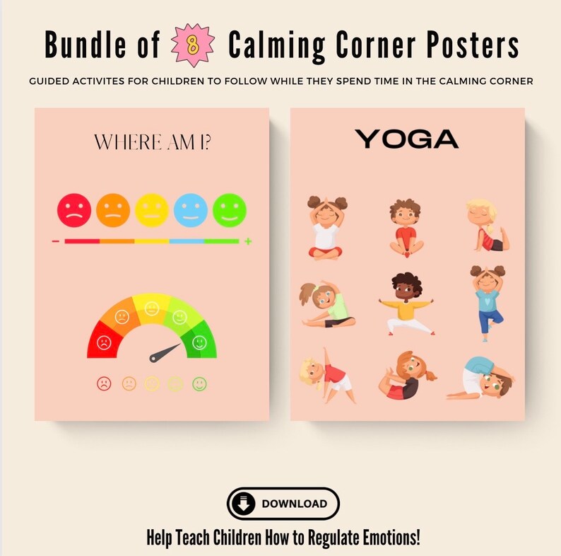 8 Bundle of Calm Corner Posters, Behavioral Support and Self Regulation ...
