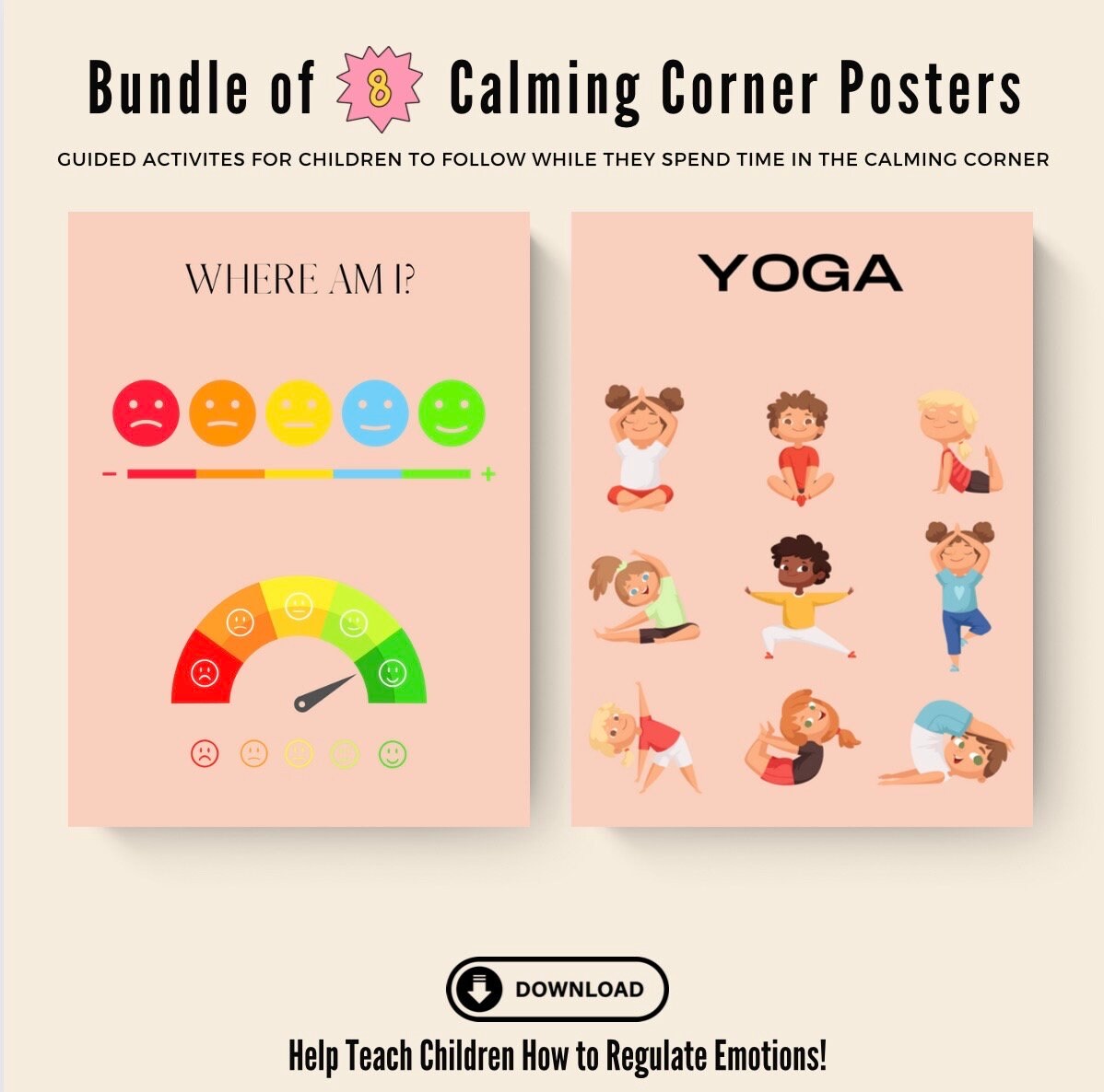 8 Bundle of Calm Corner Posters, Behavioral Support and Self Regulation ...