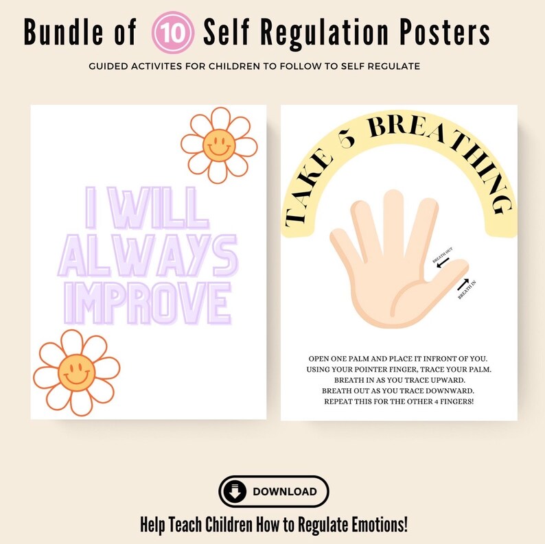 10 Printable Self Regulation Posters, Calming Corner Tools, Emotional ...