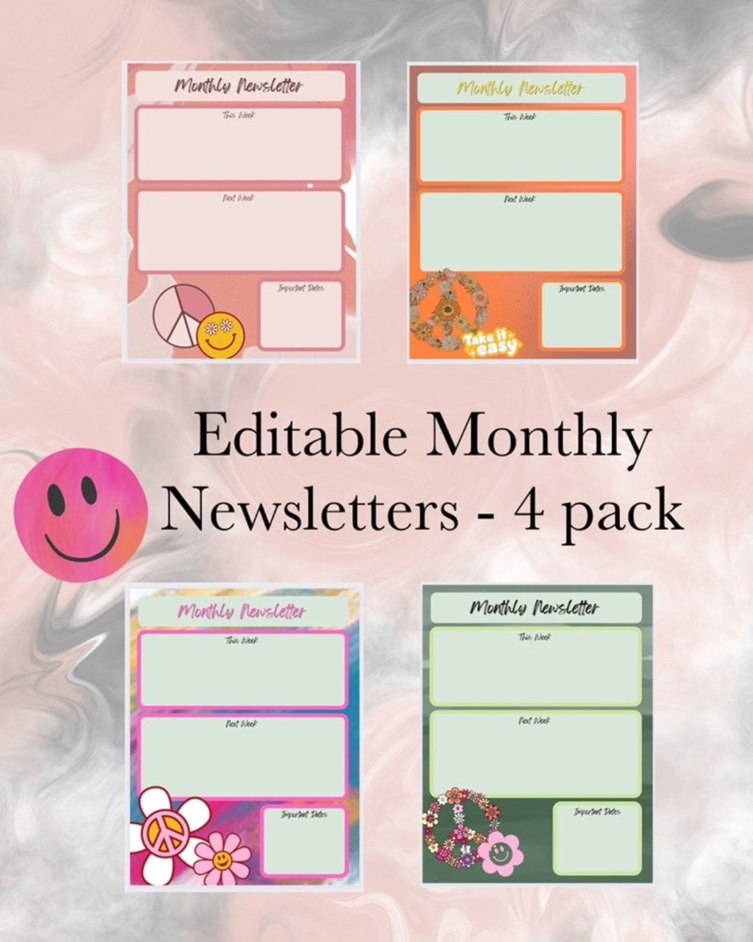 Editable Monthly Newsletters 4 Pack MADE IN CANVA - Etsy