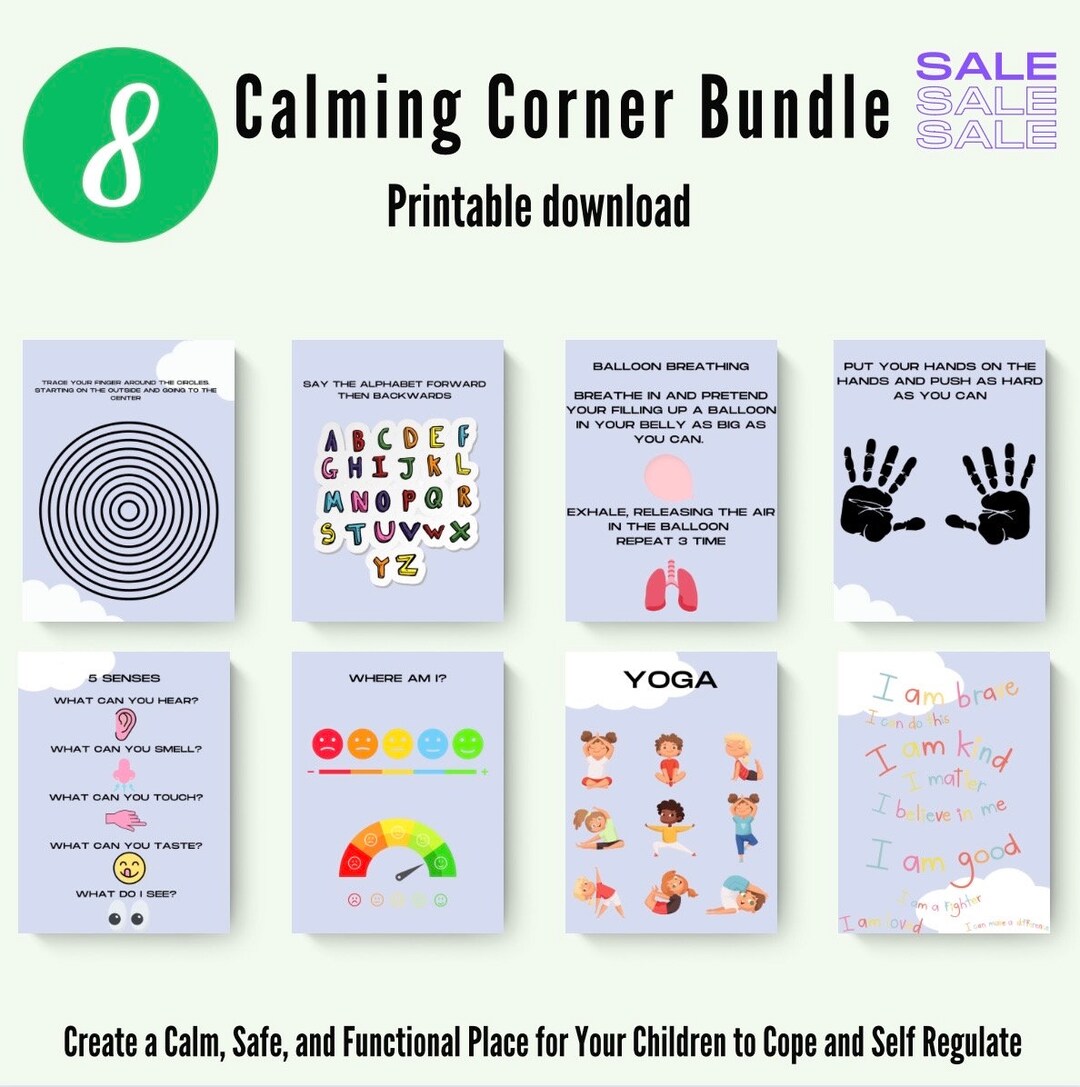 8 Printable Calm Corner Posters, Use to Help Kids With Self Regulation ...