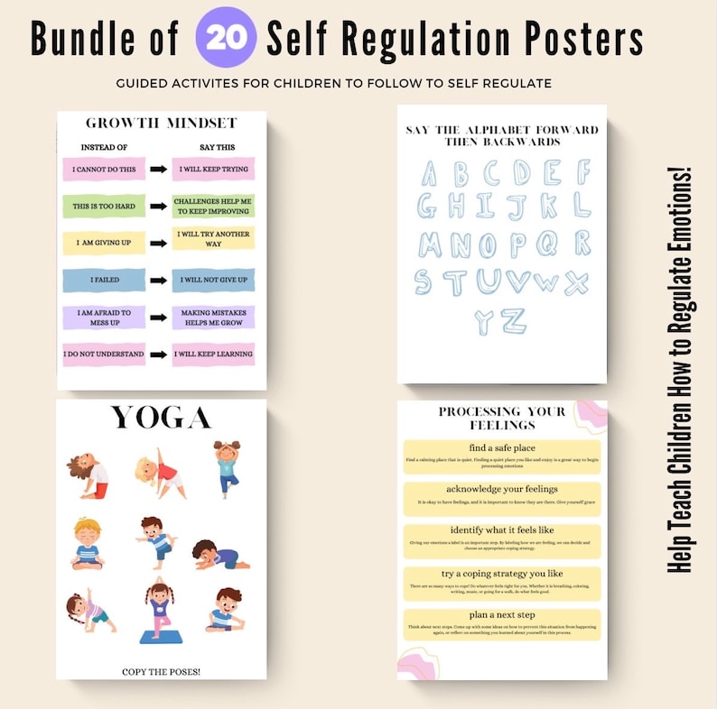 20 Printable Self Regulation Posters, Calming Corner Print, Emotional ...