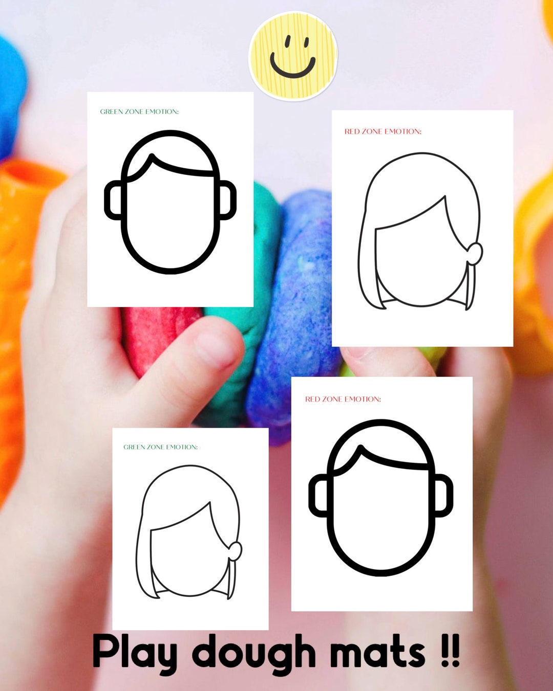 Play Dough Mat With Zones of Regulation - Etsy