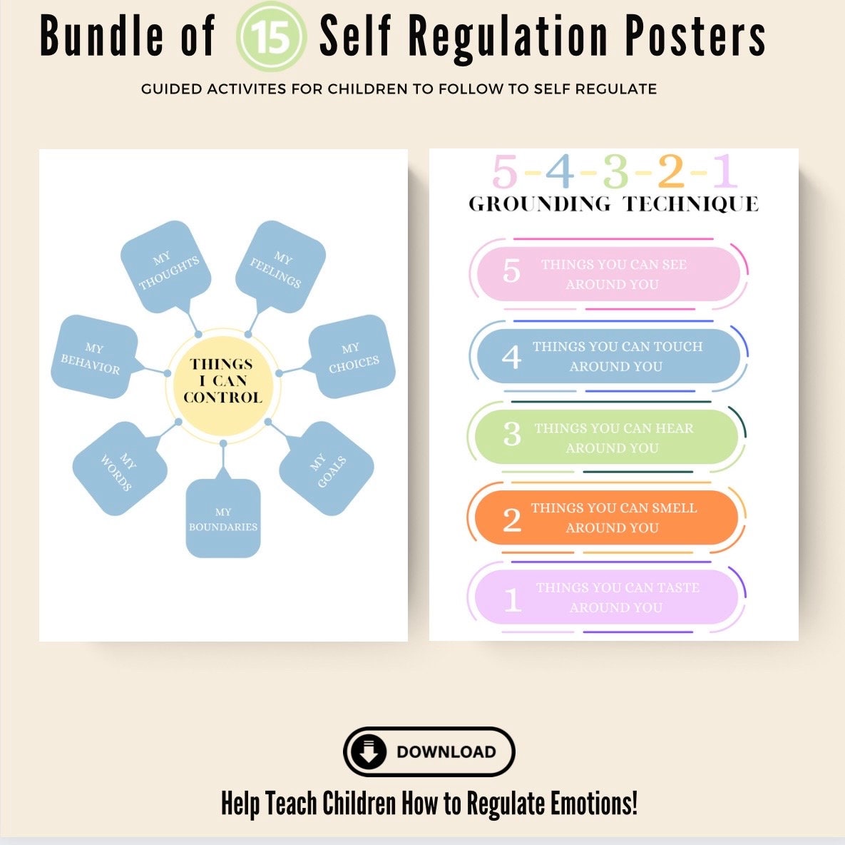 15 Printable Self Regulation Posters Calming Corner Tools - Etsy