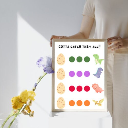 Printable Kids Sticker Chart Dinosaur Theme Reward System and Behavior ...