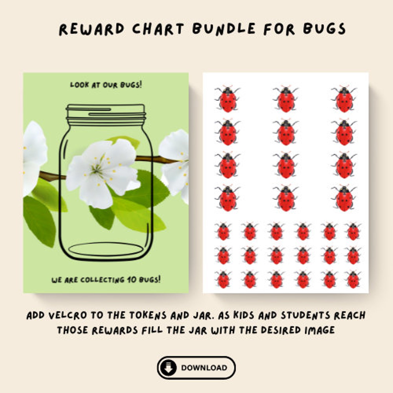 Printable Bugs Reward Chart for Kid Sticker Chart Positive Behavior ...