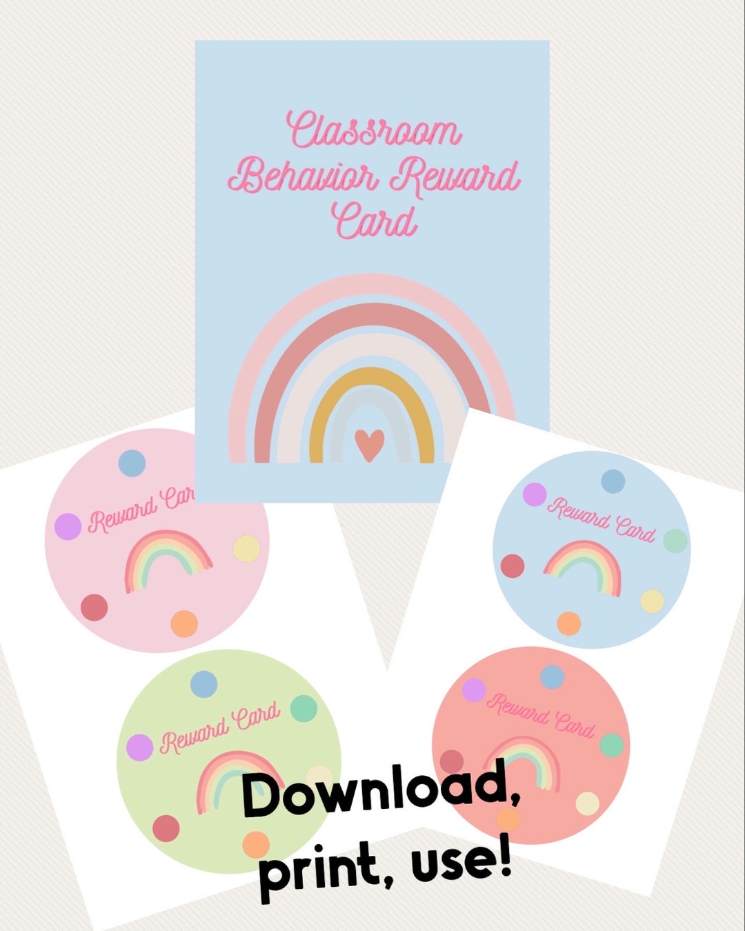 Behavior Punch Card for Parents and Teachers to Use With Kids - Rainbow ...