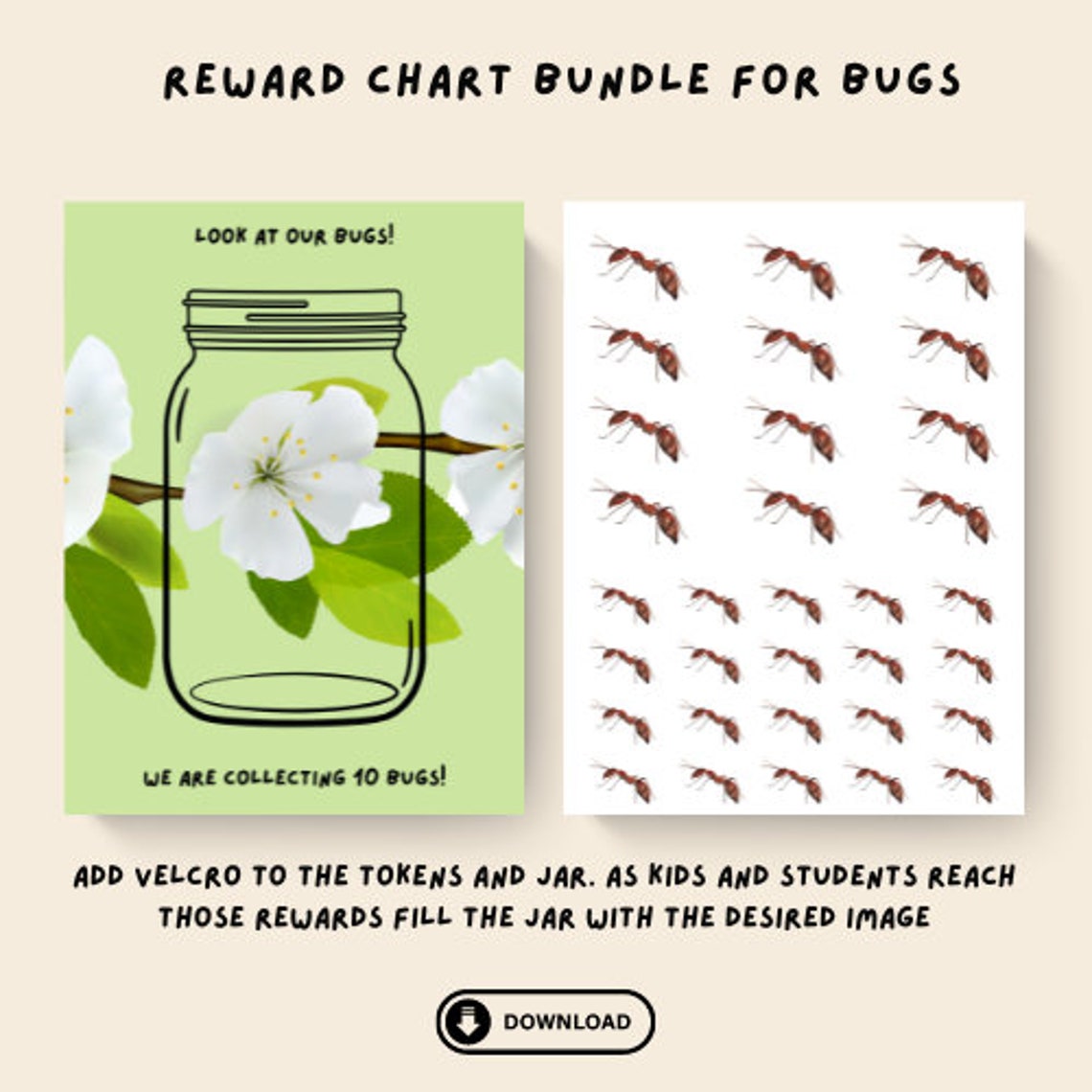 Printable Bugs Reward Chart for Kid Sticker Chart Positive Behavior ...