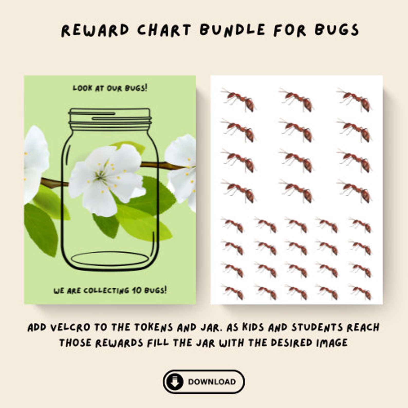 Printable Bugs Reward Chart for Kid Sticker Chart Positive Behavior ...