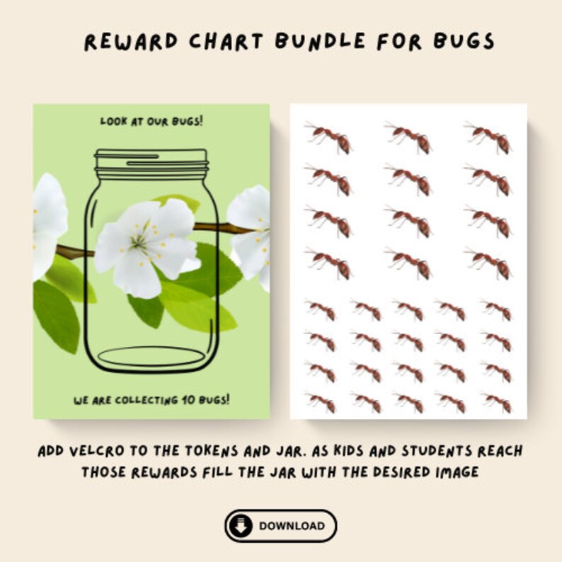 Printable Bugs Reward Chart for Kid Sticker Chart Positive Behavior ...