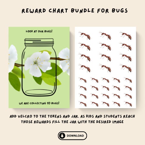 Printable Bugs Reward Chart for Kid Sticker Chart Positive Behavior ...