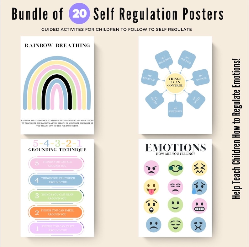 20 Printable Self Regulation Posters, Calming Corner Print, Emotional ...