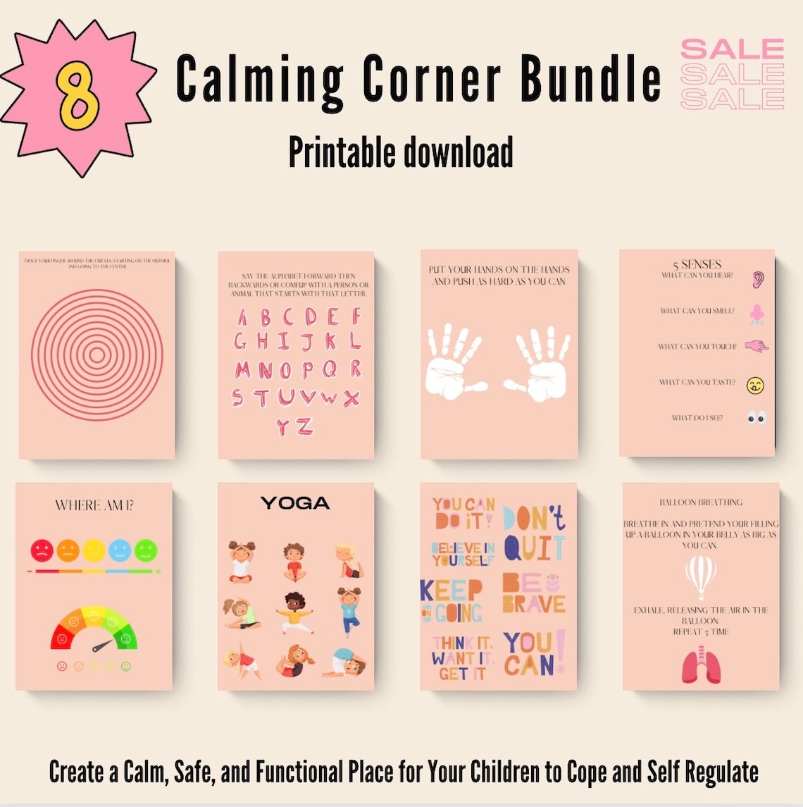 8 Bundle of Calm Corner Posters, Behavioral Support and Self Regulation ...