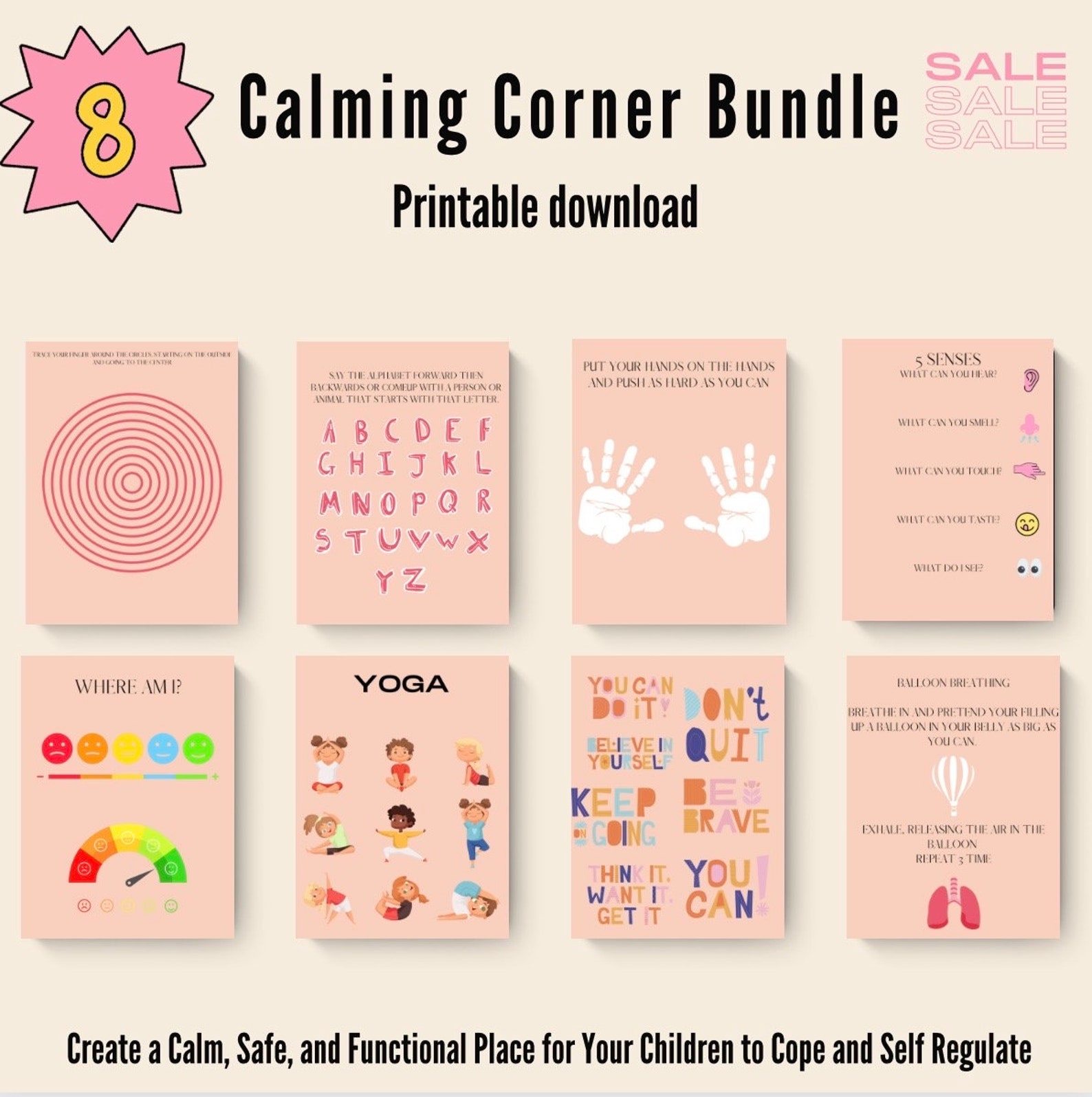 8 Bundle of Calm Corner Posters, Behavioral Support and Self Regulation ...