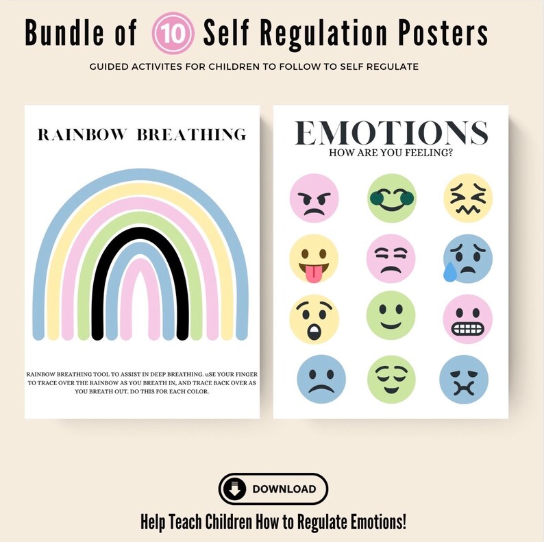 10 Printable Self Regulation Posters, Calming Corner Tools, Emotional ...