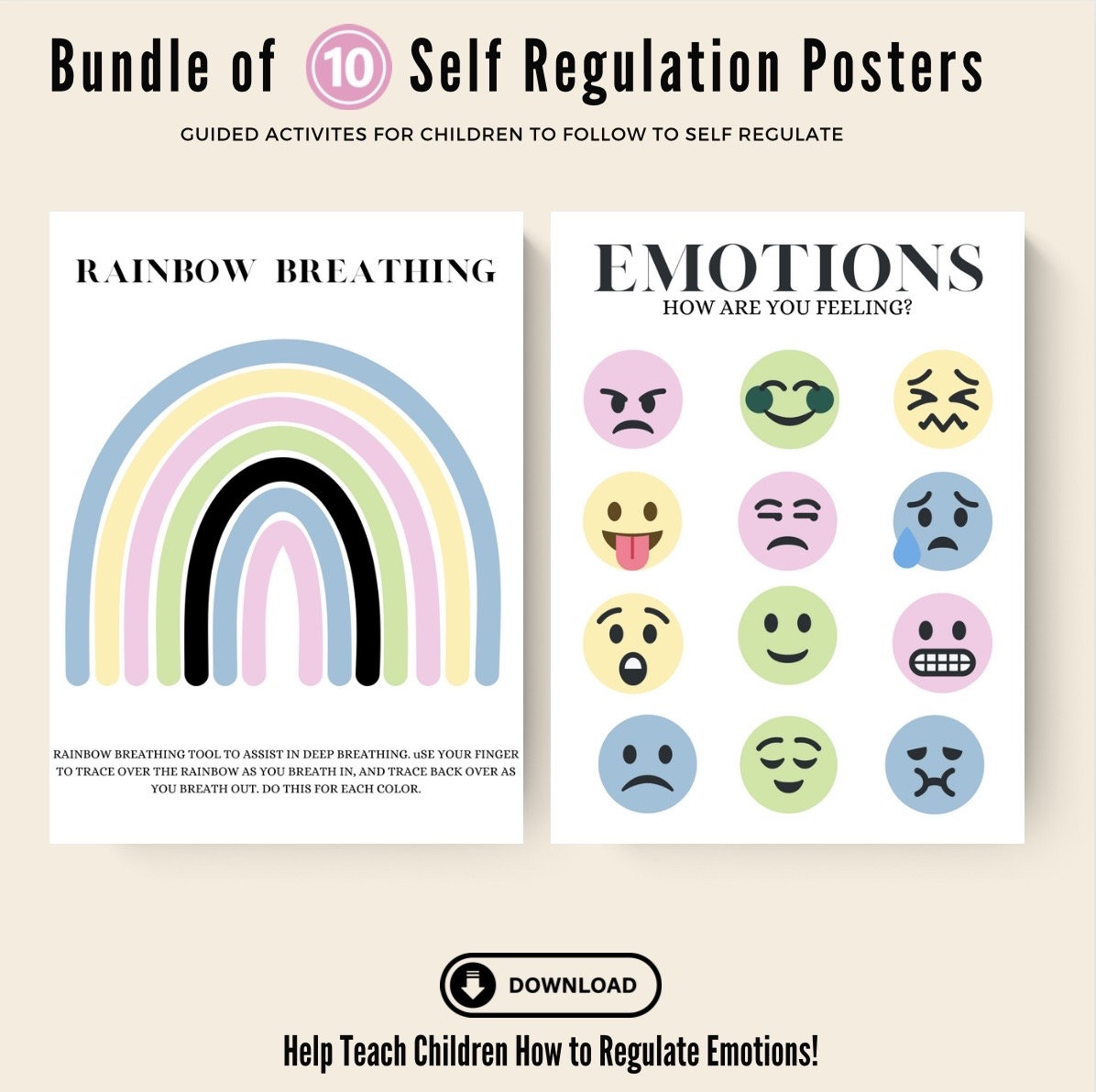 10 Printable Self Regulation Posters, Calming Corner Tools, Emotional ...