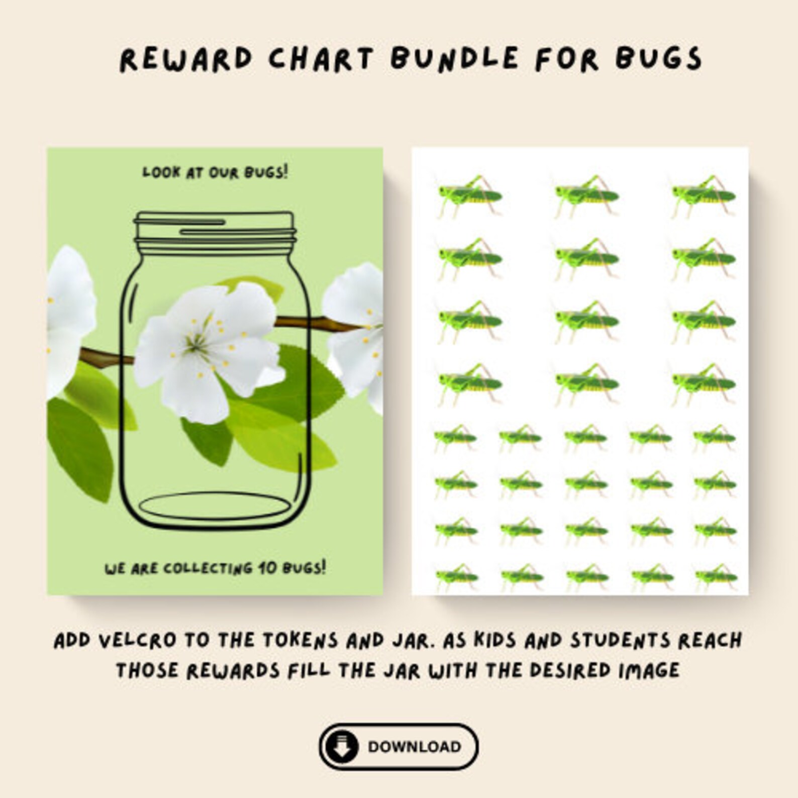Printable Bugs Reward Chart for Kid Sticker Chart Positive Behavior ...