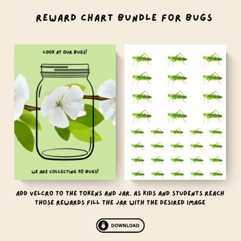 Printable Bugs Reward Chart for Kid Sticker Chart Positive Behavior ...