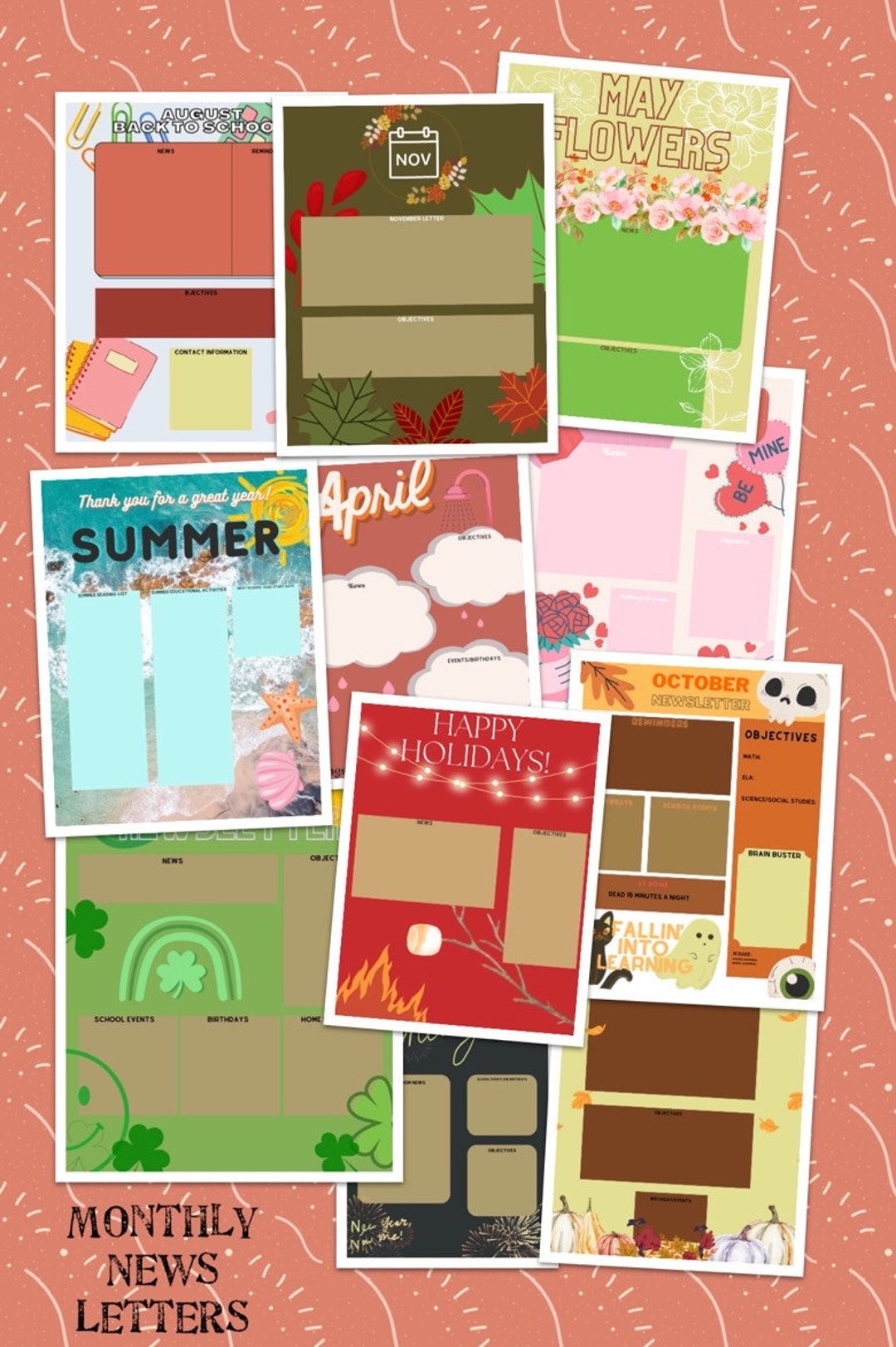 Monthly Newsletter-monthly Themes- MADE IN CANVA - Etsy