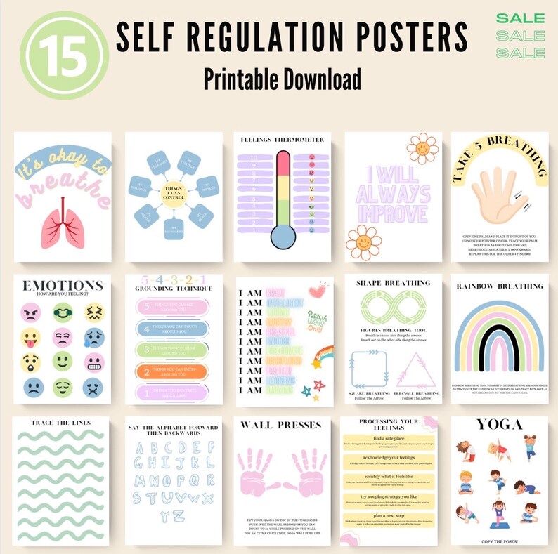 15 Printable Self Regulation Posters, Calming Corner Tools, Emotional ...