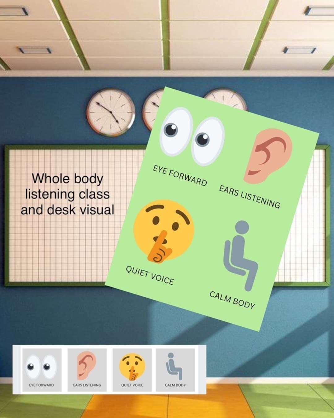 Whole Body Listening Visuals for Desk and Classroom - Etsy