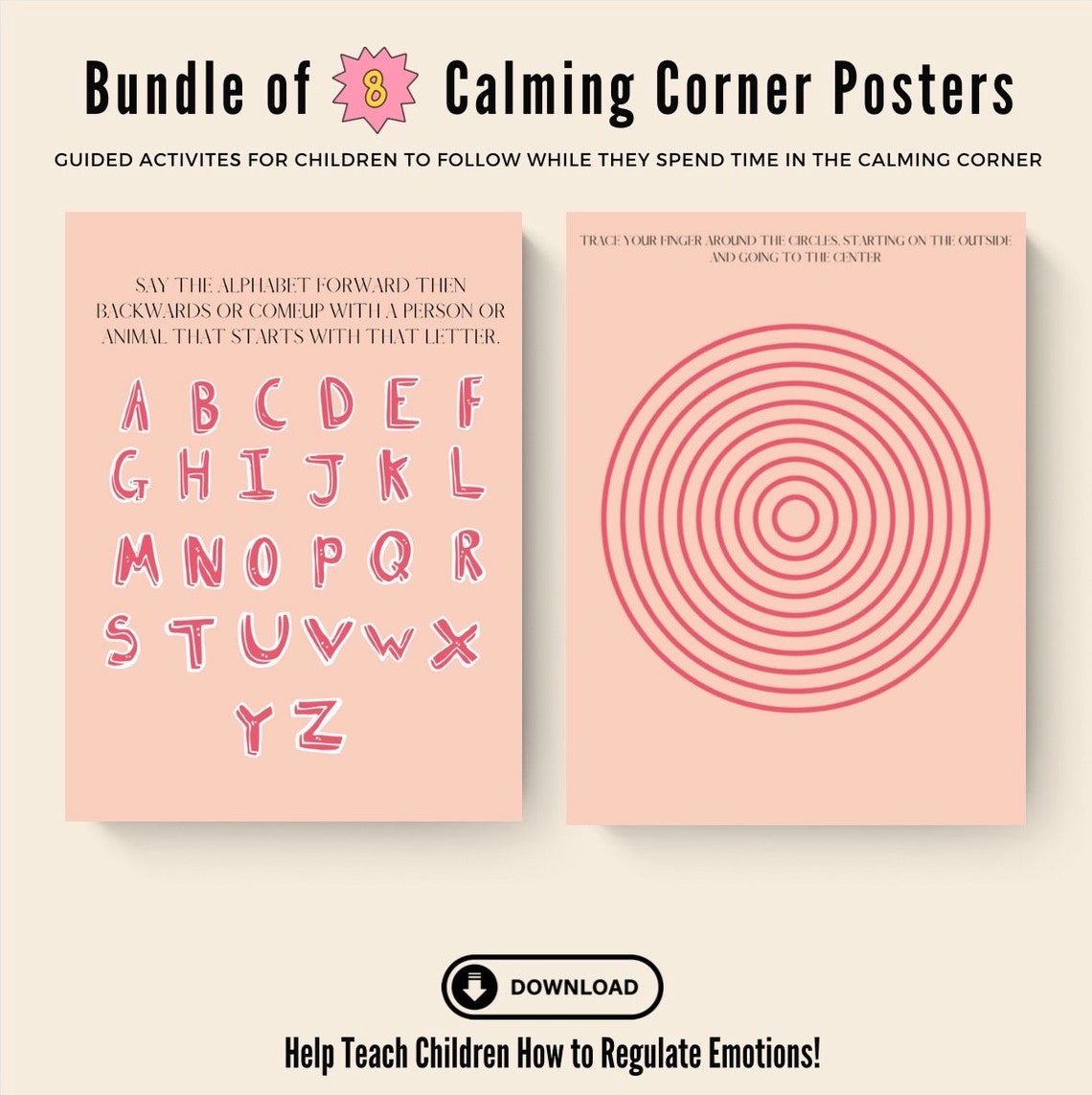 8 Bundle of Calm Corner Posters, Behavioral Support and Self Regulation ...