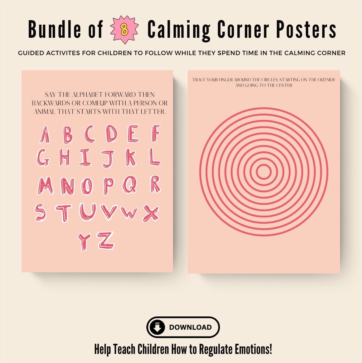 8 Bundle of Calm Corner Posters, Behavioral Support and Self Regulation ...