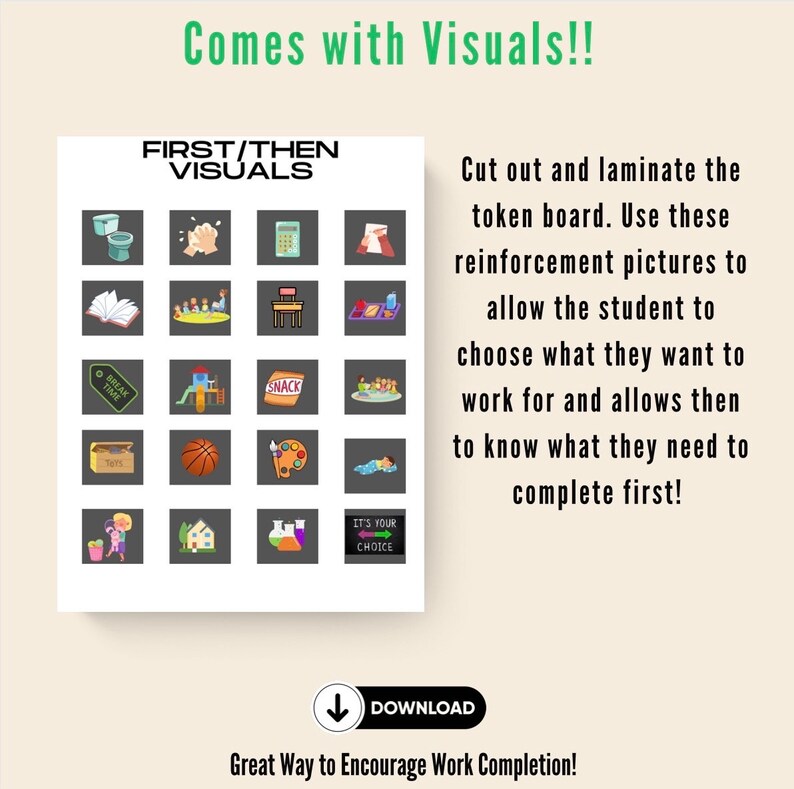 Printable Dinosaur Token Board With Reinforcement Visuals - Etsy