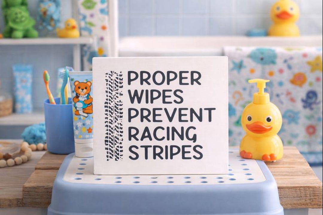 Funny Bathroom Wood Sign – "proper Wipes Prevent Racing Stripes" – 7.25 ...