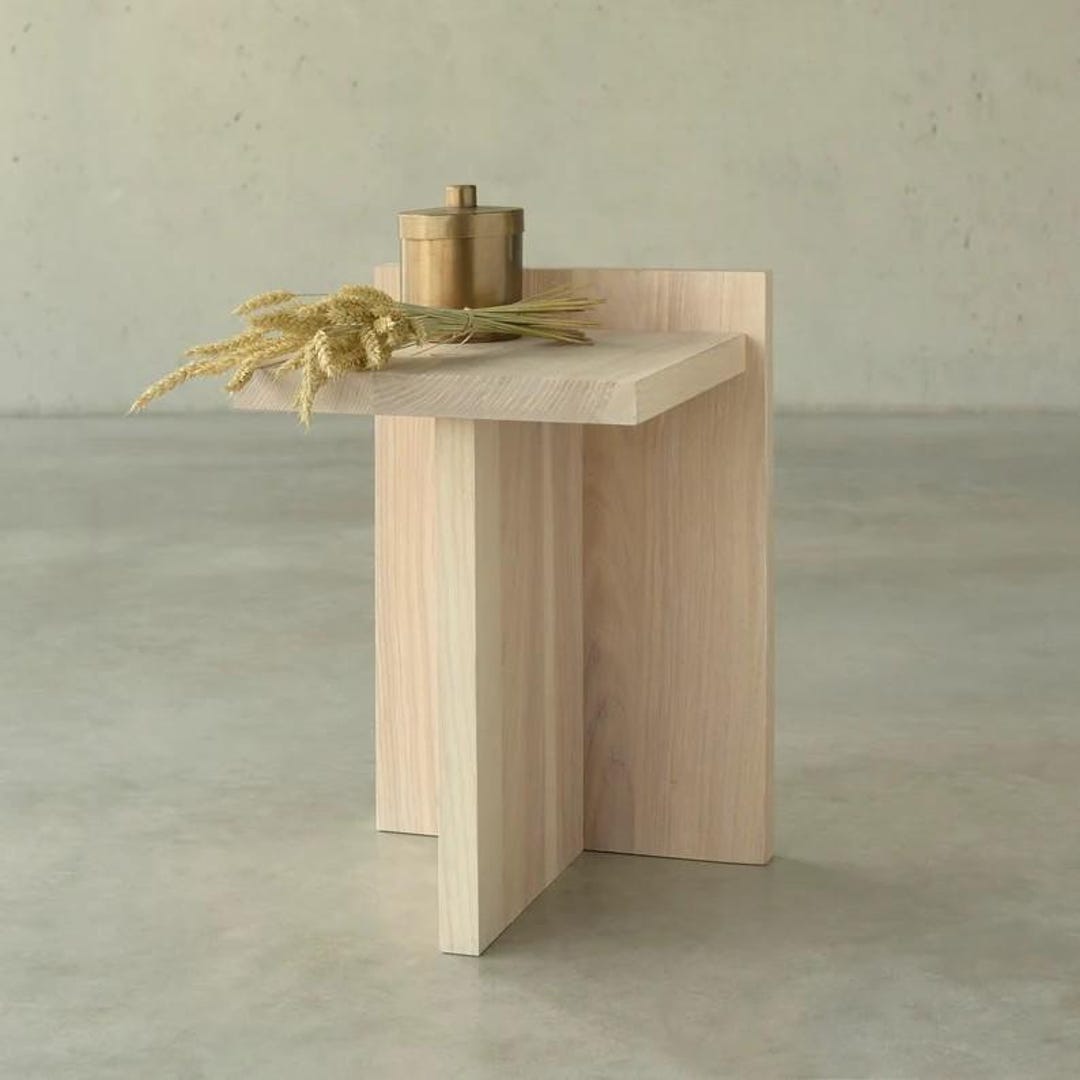 Japandi Side Table, Japandi End Table, Solid Wood End Table, Natural ...