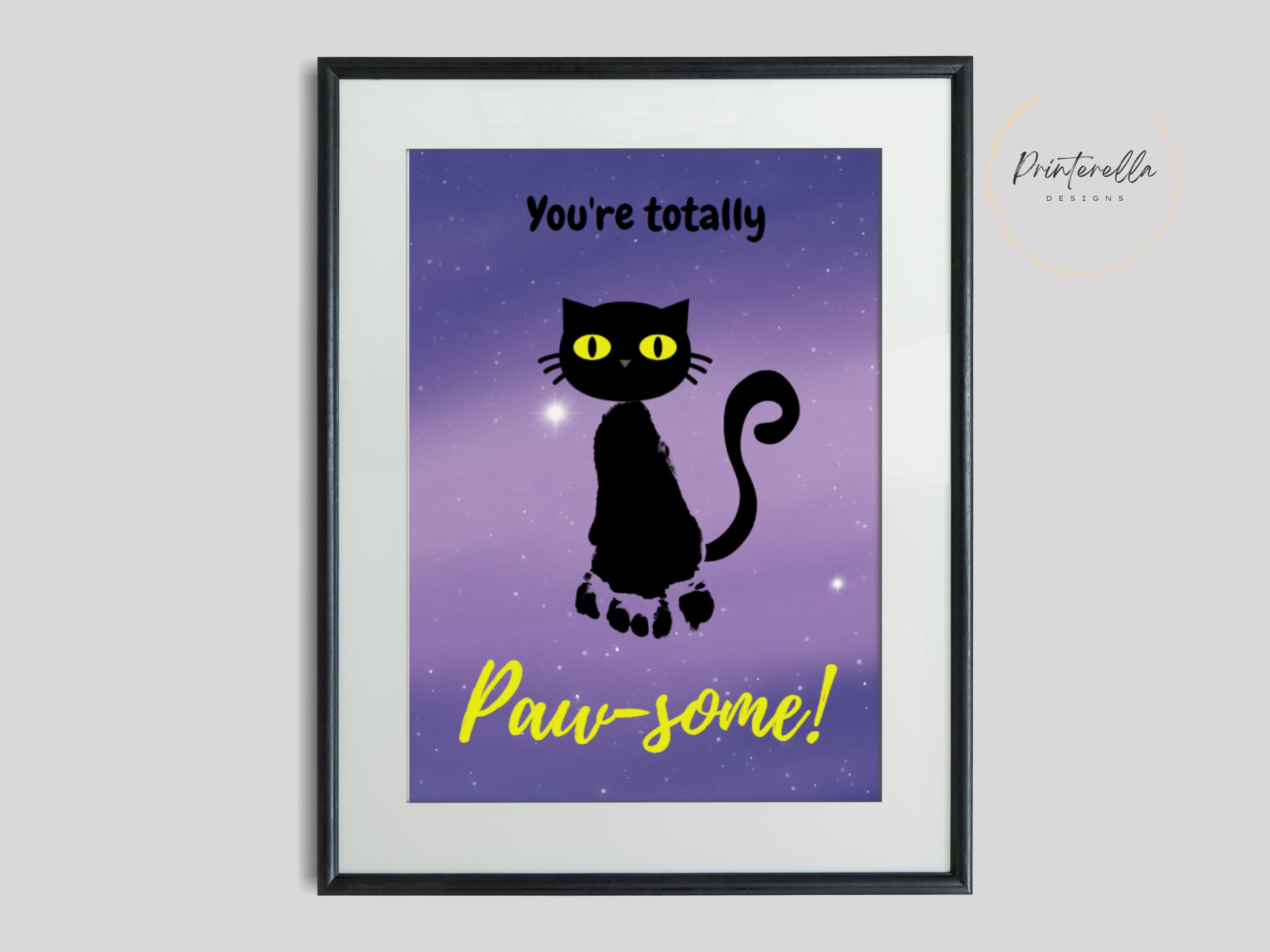 Lucky Black Cat Friday 13th Baby's Handprint Footprint Art Gift Baby ...