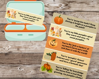 Kids School Lunchbox Notes Printable set of 5 5 Fall - Etsy