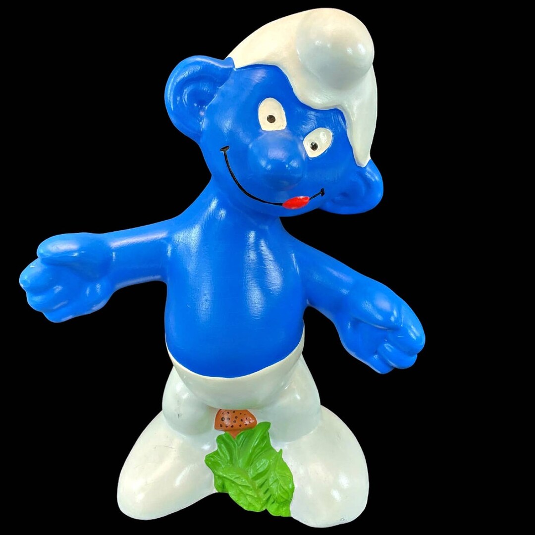 Vintage Hand Painted 80's Large Studio Ceramic Pottery Smurf Statue ...