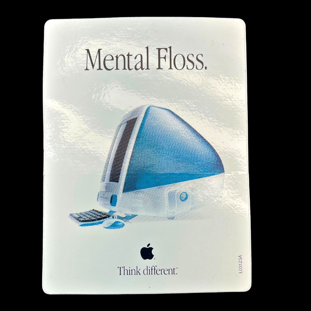 Vintage Apple Computer Imac Sticker Think Different "mental Floss" - Etsy